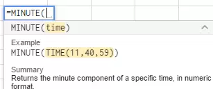 MINUTE Function - Google Sheets - Sheets Help
