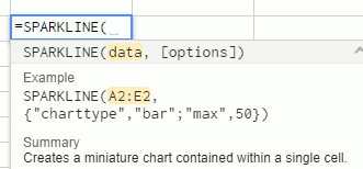 SPARKLINE Function - Google Sheets - Sheets Help