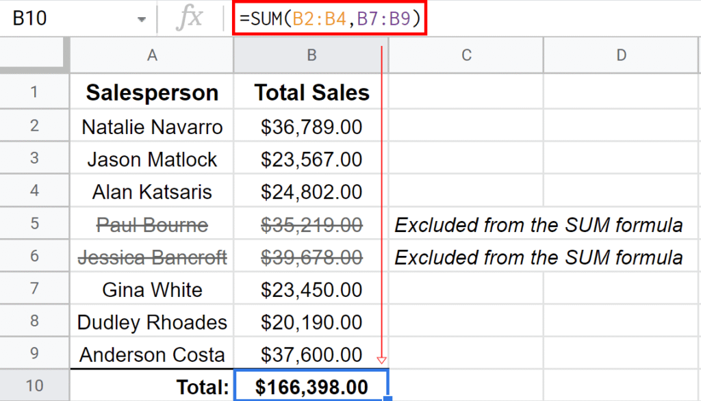 SUM Function Google Sheets Sheets Help