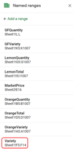 Use Named Ranges to Simplify your Formulas - Sheets Help