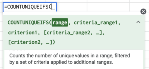 COUNTUNIQUEIFS Function - Google Sheets - Sheets Help