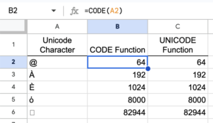 The UNICODE Function vs. The CODE Function - Sheets Help