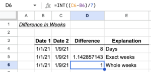 Find the Number of Weeks Between Two Dates - Sheets Help