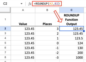 ROUNDUP Function - Google Sheets - Sheets Help