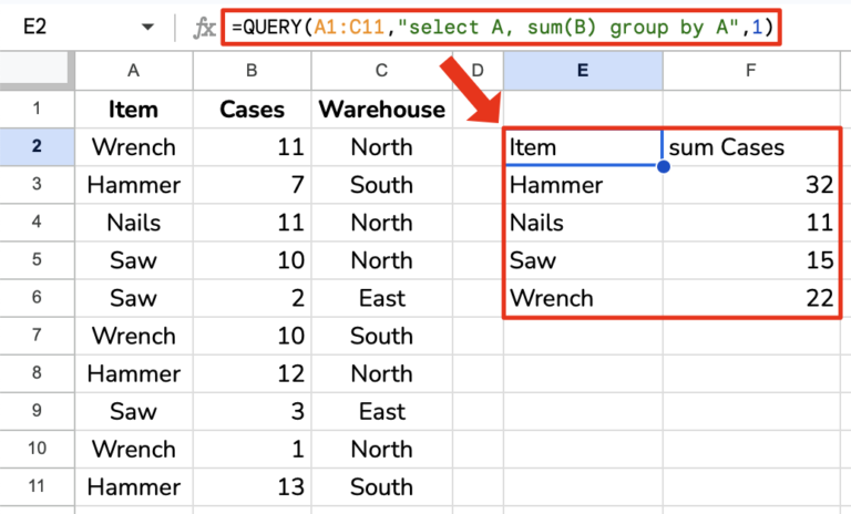 Sum Values Based on Another Cell's Values in Google Sheets