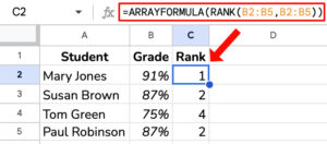 RANK Function - Google Sheets - Sheets Help