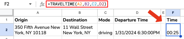 Travel Formulas - Time and Distance Formulas in Google Sheets